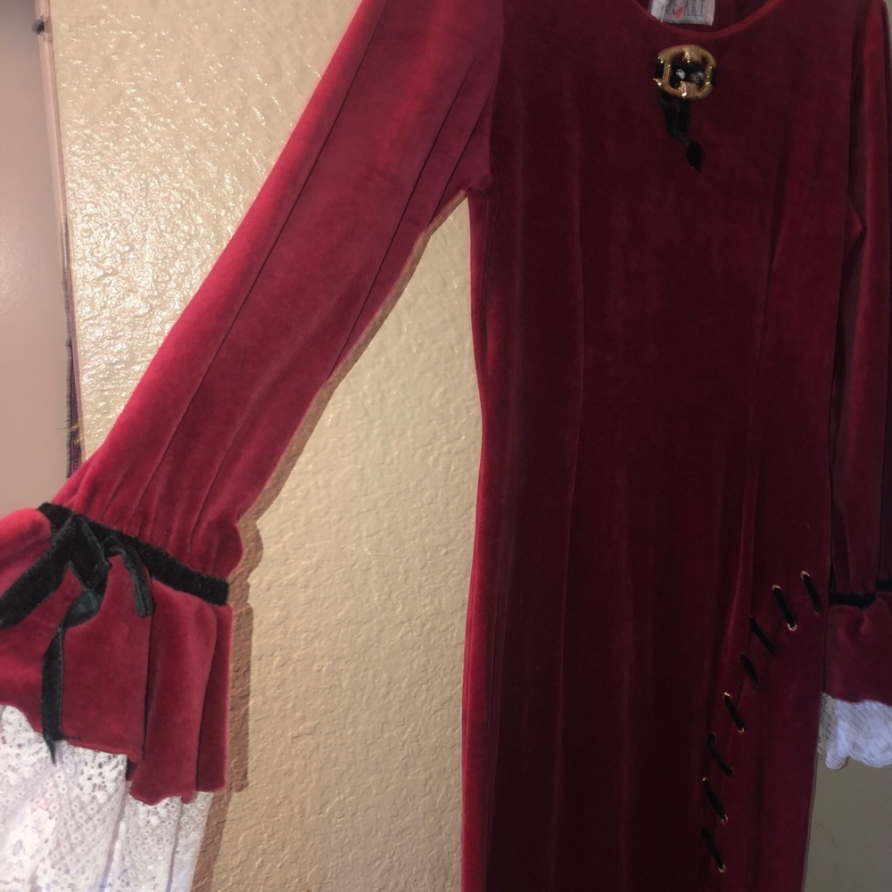 1970s Velvet Cottage Core Maxi Dress. - Gem